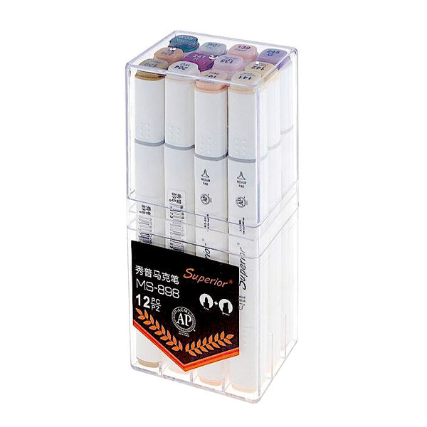 Superior 12 Skin Tones Sketch Twin Tip Markers - Ammancart